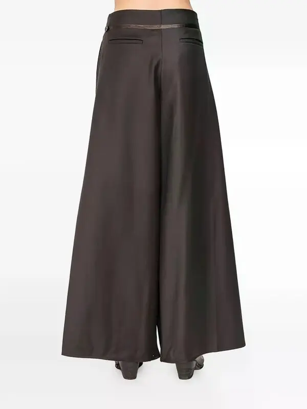 Andrea Ya'aqov Taupe Pleated Wide Leg Trousers