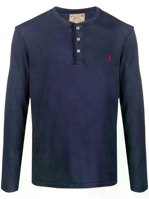 Polo Ralph Lauren Button Down Embroidered Logo T-shirt - Blue