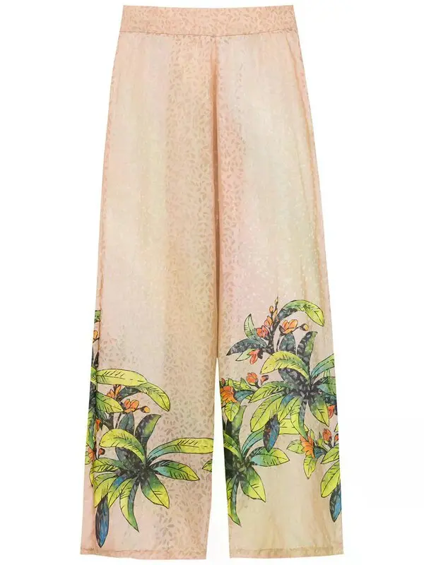 AMIR SLAMA Printed Silk Trousers - Neutrals