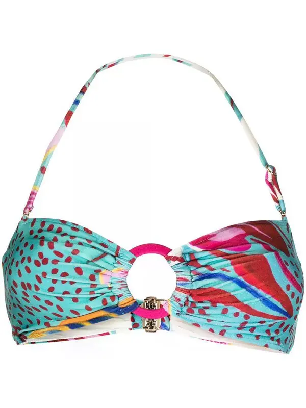 PatBO Floral-print Bandeau Bikini Top - Green