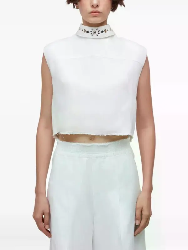 OSKLEN Embellished Sleeveless Linen Shirt