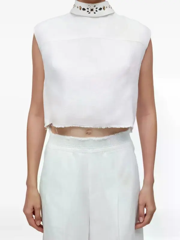 OSKLEN Embellished Sleeveless Linen Shirt