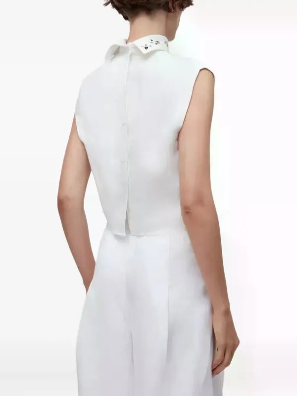 OSKLEN Embellished Sleeveless Linen Shirt