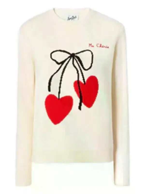 MC2 SAINT BARTH Sweater With Heart Stitch Embroidery - Neutrals