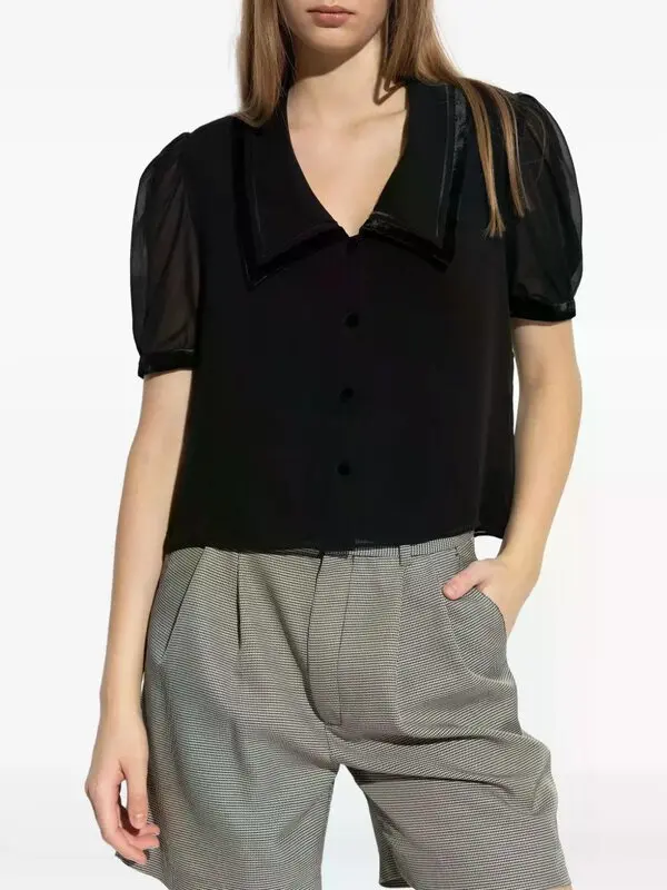 FRAME Velvet-trim Blouse