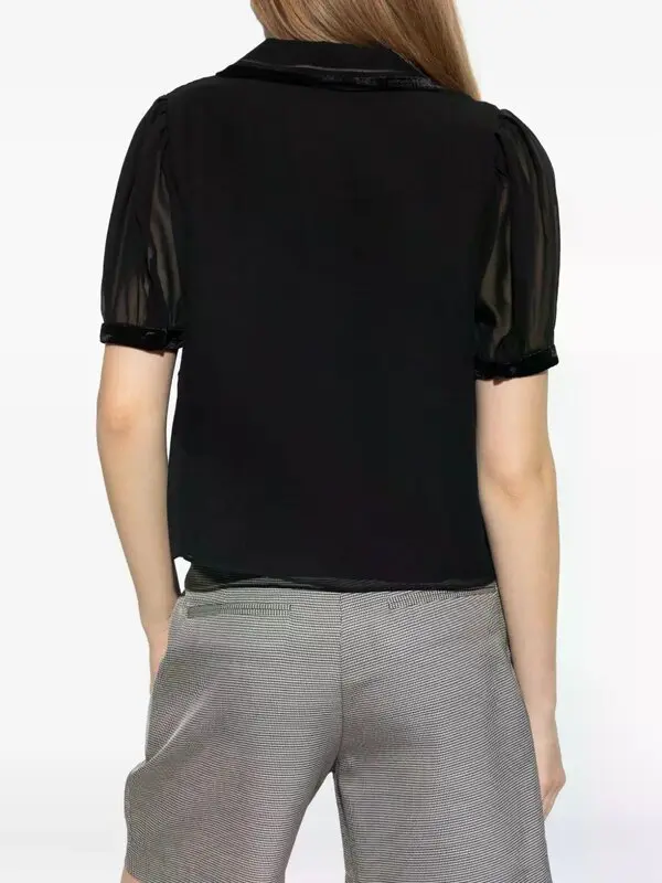 FRAME Velvet-trim Blouse