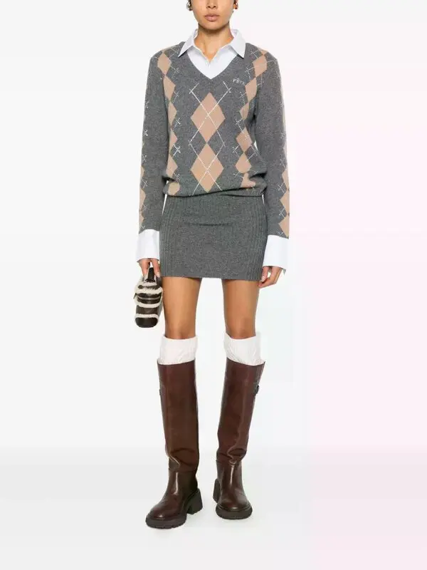 Retrofete Ornella Argyle-pattern Embellished Mini Dress