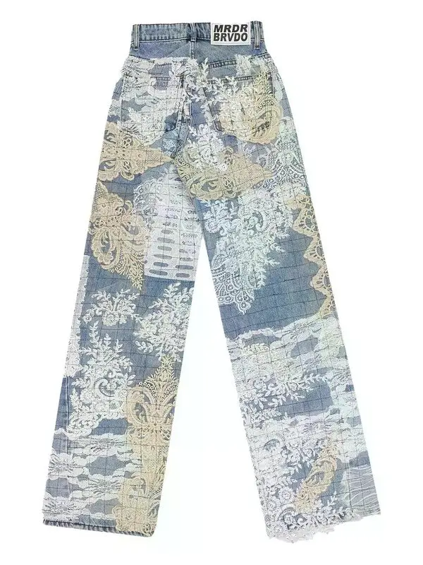 WHO DECIDES WAR Grid Lace Straight-fit Jeans