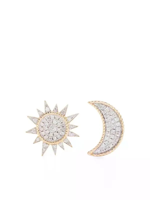 Yvonne Léon 18kt Yellow Soleil & Lune Diamond Stud Earrings - Gold