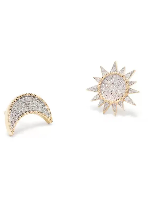 Yvonne Léon 18kt Yellow Soleil & Lune Diamond Stud Earrings