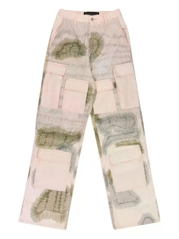 WHO DECIDES WAR Darning Cargo Pants - Pink