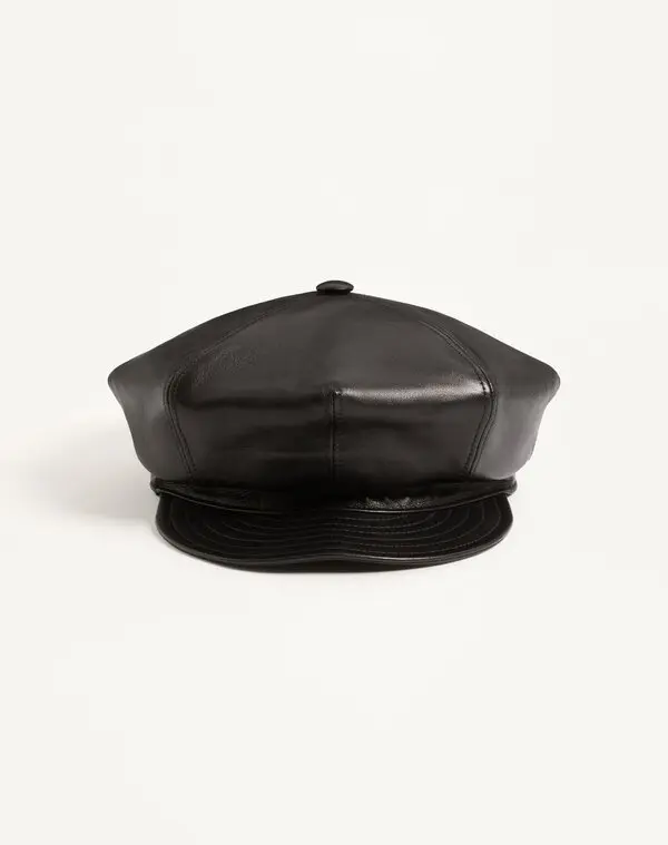 Valentino Garavani Vlogo Signature Leather Cap - Black
