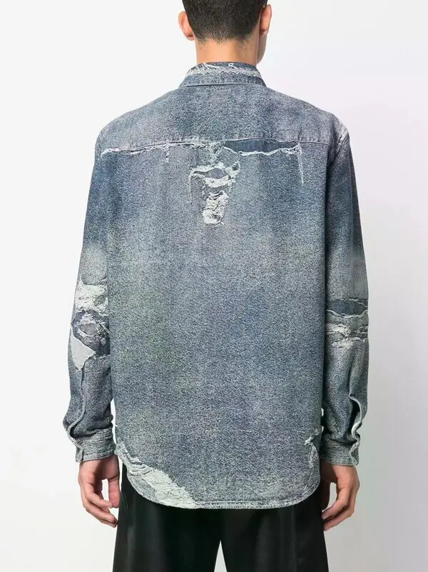 DIESEL® Distressed Long-sleeve Denim Shirt