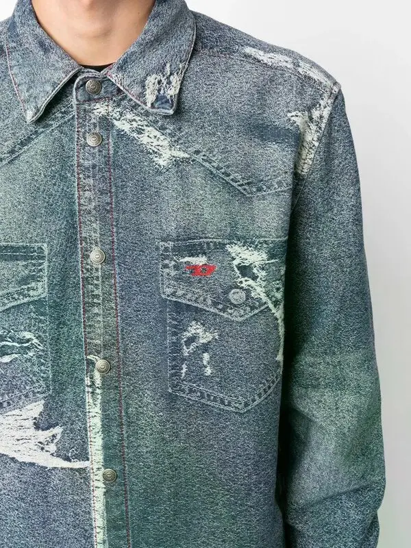DIESEL® Distressed Long-sleeve Denim Shirt