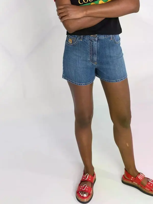 Moschino Teddy Bear Patch Denim Shorts