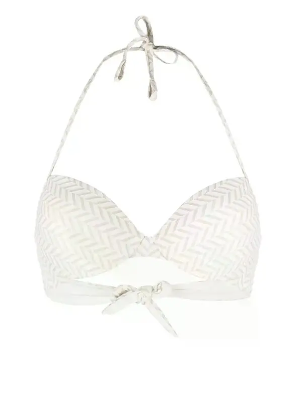 TWINSET Herringbone Bikini Top - White