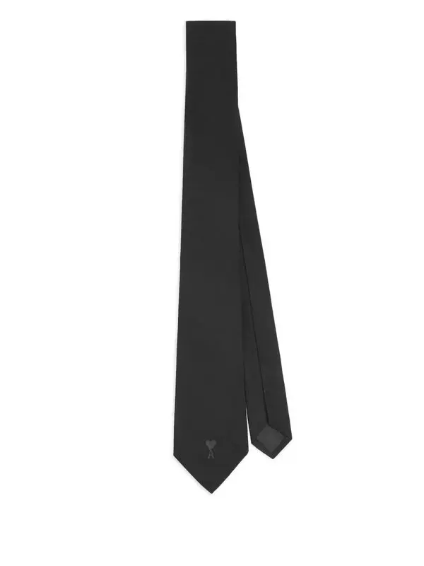 AMI Paris De Coeur Silk Tie - Black