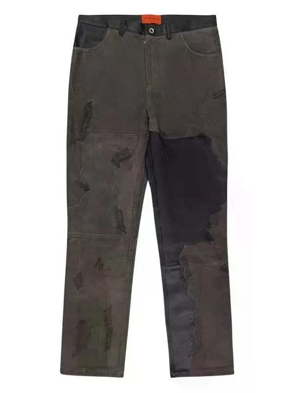 WHO DECIDES WAR Bark Leather Trousers