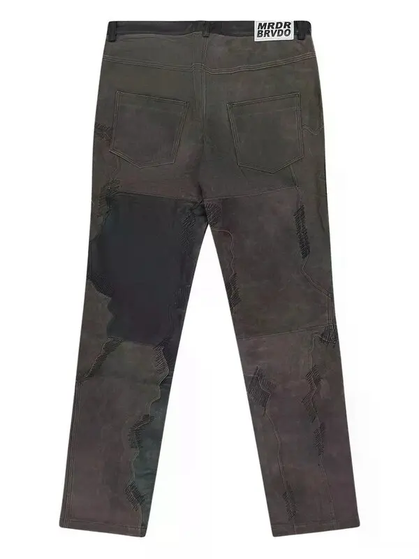 WHO DECIDES WAR Bark Leather Trousers