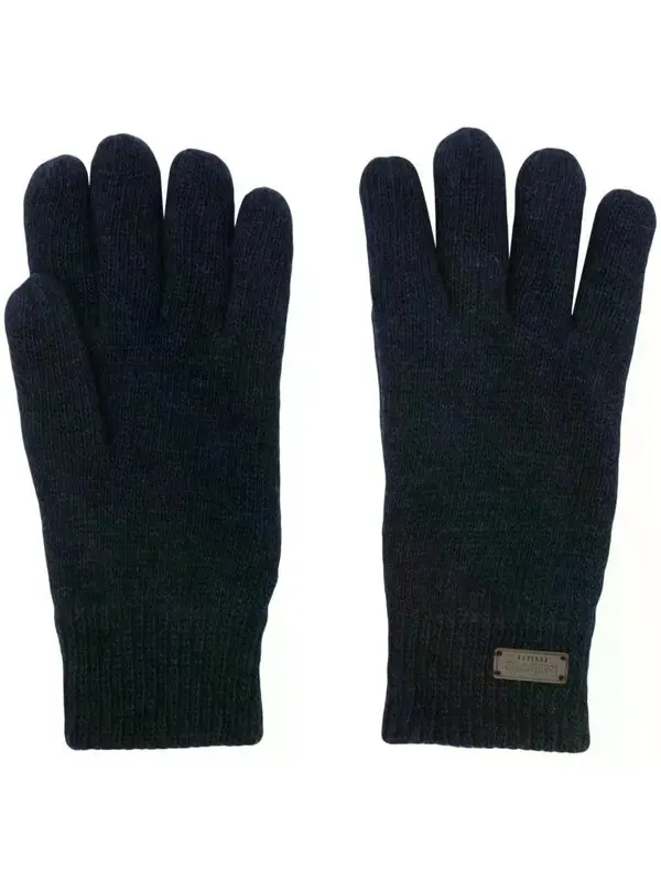 Barbour Logo-patch Ribbed Gloves - Blue