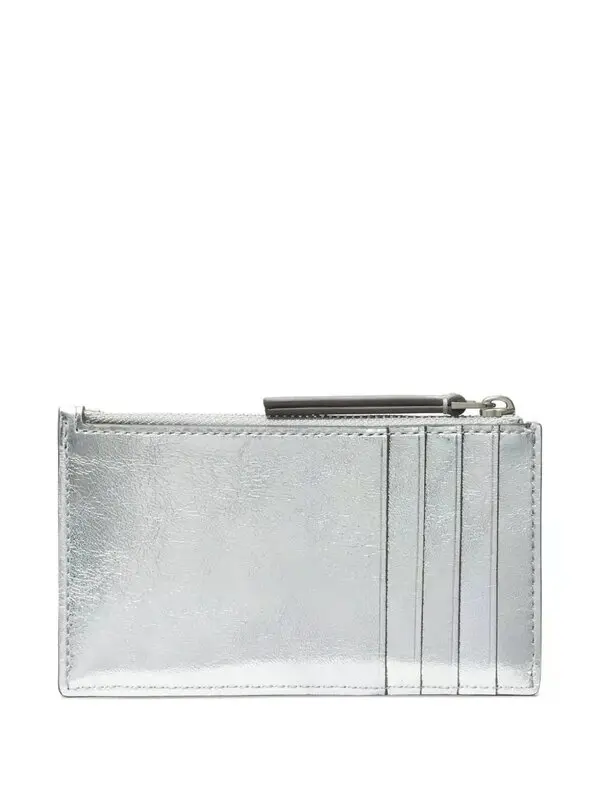 Tory Burch Kira Diamond-quilted Zip-up Card Case - Silver