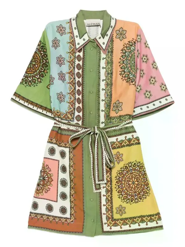 ALEMAIS Contina Printed Mini Dress - Green