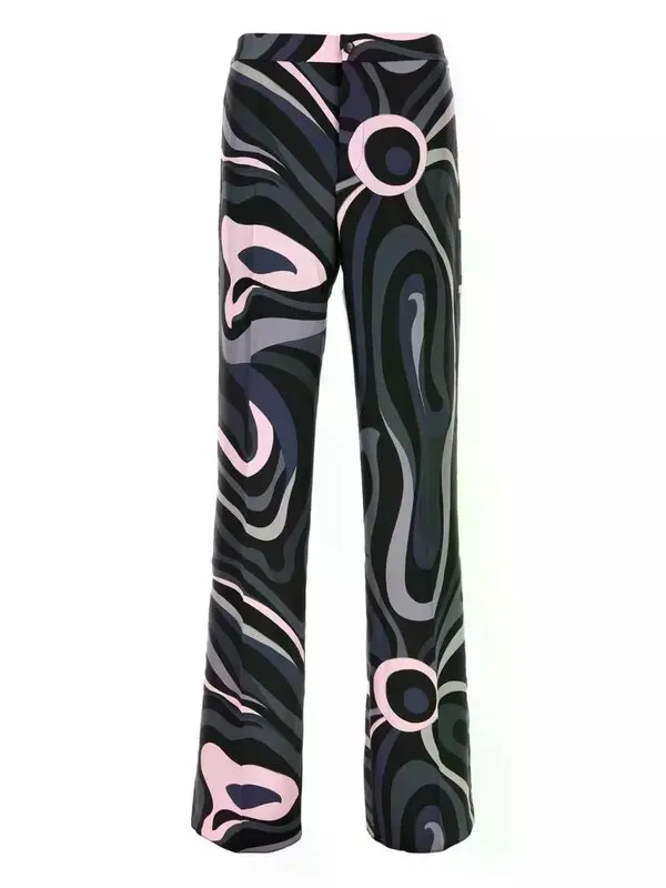 Emilio Pucci Printed Silk Trousers - Black