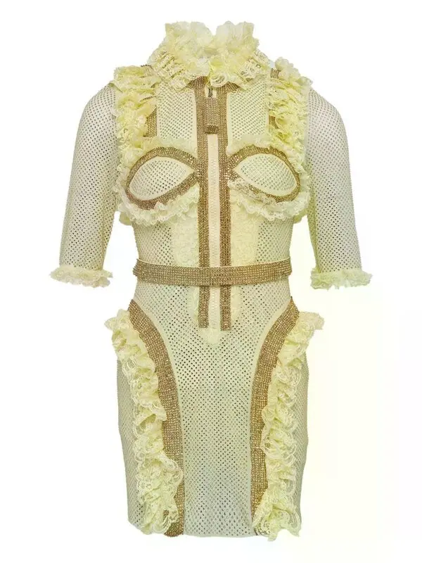 SELF-PORTRAIT Ruffle-detailed Mini Dress - Yellow