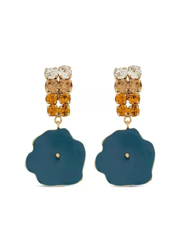 Marni Crystal-embellished Flower-motif Drop Earrings - Gold