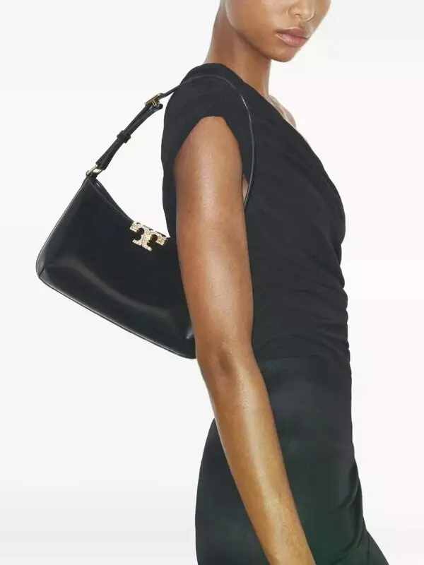 Tory Burch Eleanor Slim Shoulder Bag With Sculptural Hardware - Black