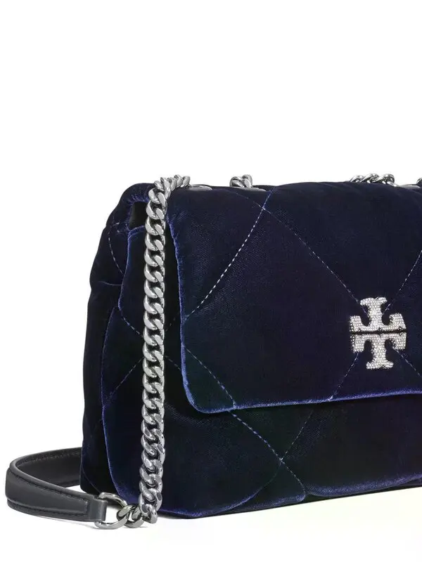 Tory Burch Kira Diamond-quilted Velvet Shoulder Bag - Blue