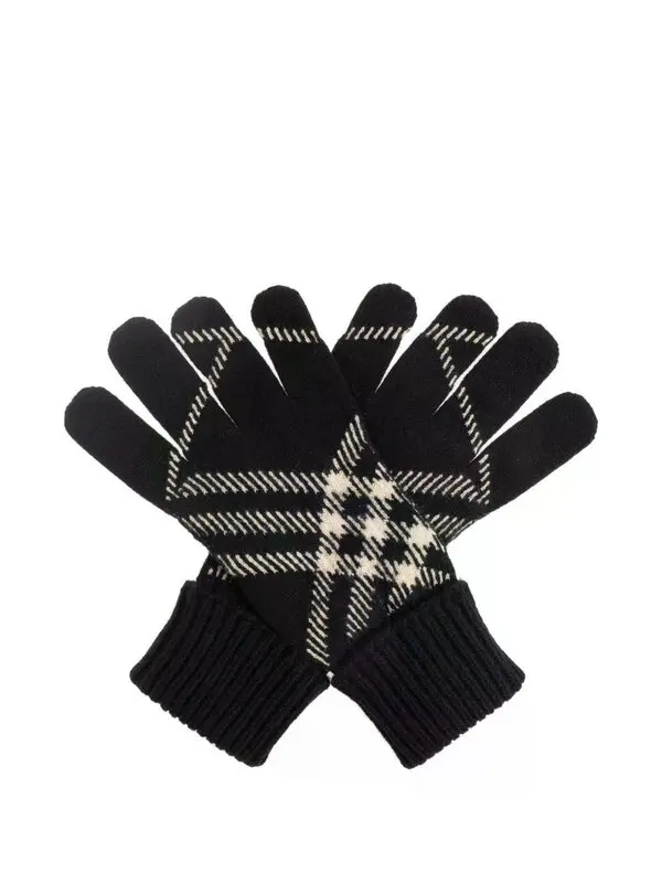 Burberry Patterned Ribbed Gloves