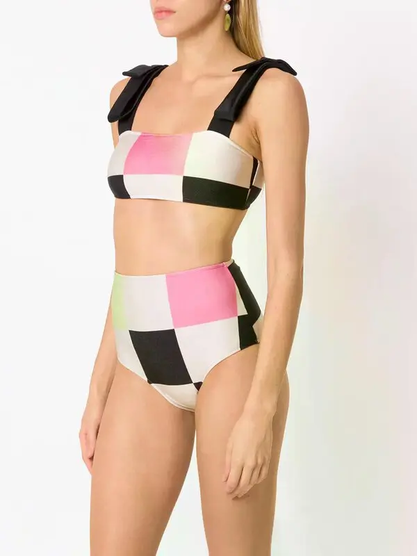 ADRIANA DEGREAS Checked Print Bikini Set