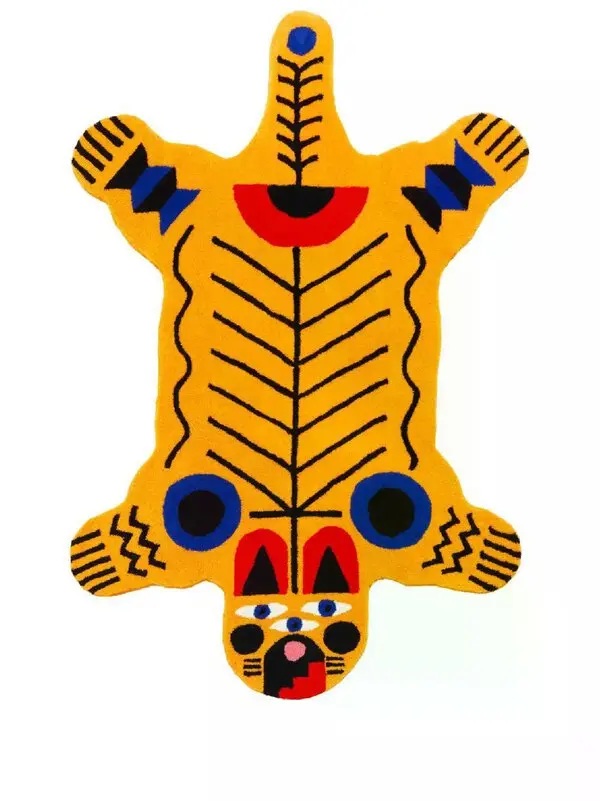 QEEBOO Geometric-print Tiger Carpet - Yellow