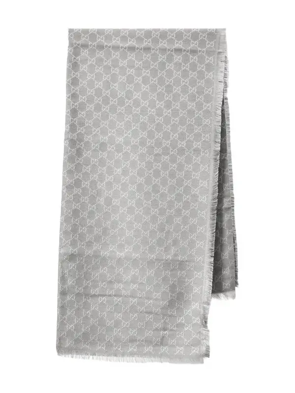 Gucci Monogram-pattern Scarf - Grey