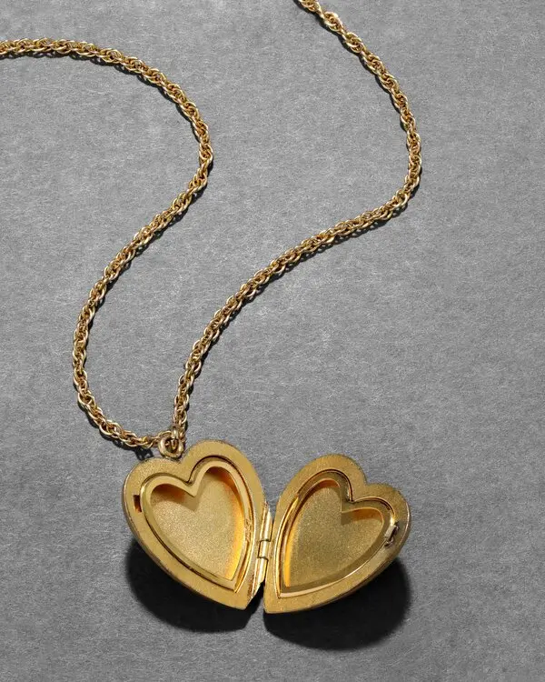 Alexis Bittar Antique 1920s 14k Tri-color Heart Locket Necklace