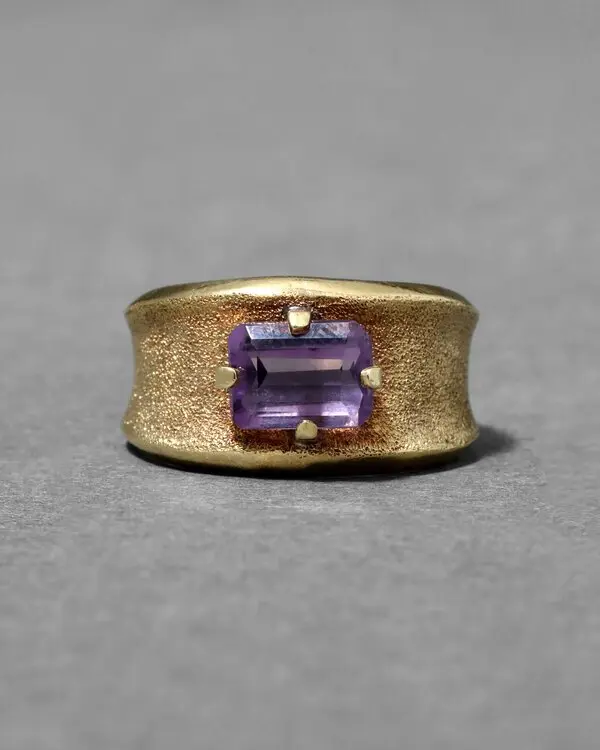 Alexis Bittar Vintage 1970s 18k And Amethyst Ring - Gold