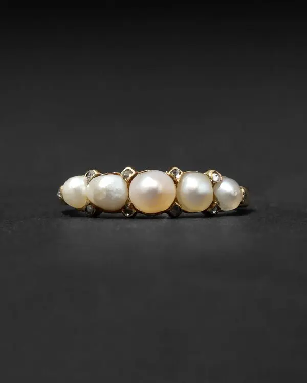 Alexis Bittar Antique Victorian 14k Ring With Diamond And Pearl - Gold