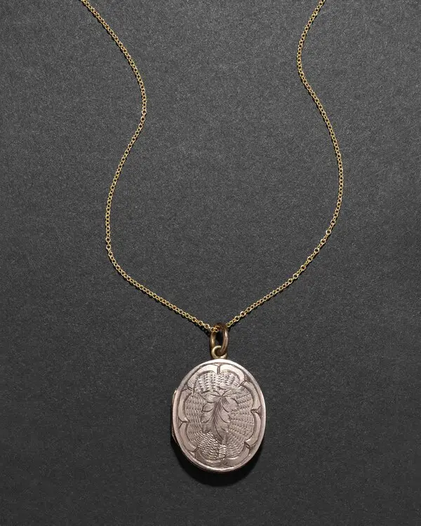 Alexis Bittar Antique Victorian Hand-etched Locket Necklace