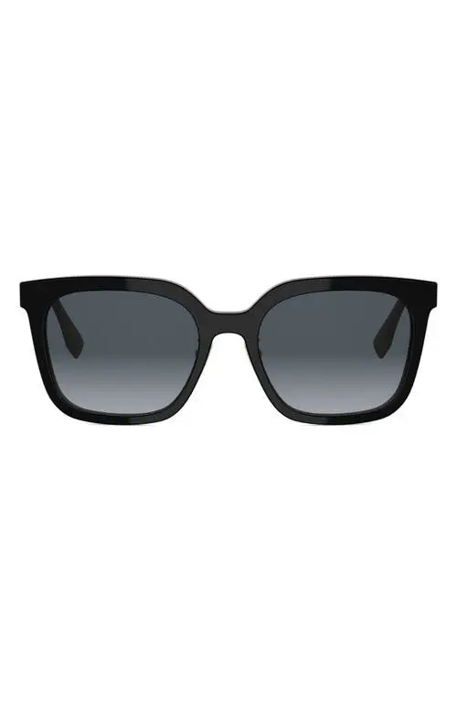 Fendi Forever 56mm Gradient Square Sunglasses - Shiny Black/gradient Smoke