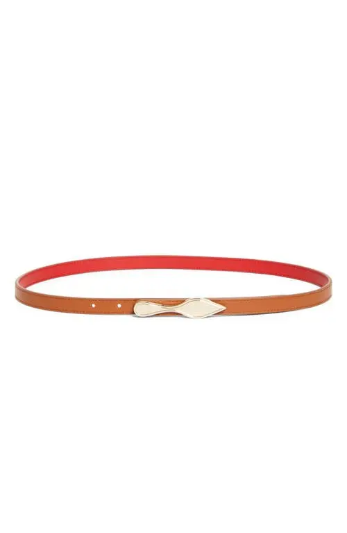 CHRISTIAN LOUBOUTIN Bettina Reversible Leather Skinny Belt - Cuoio/loubi/gold