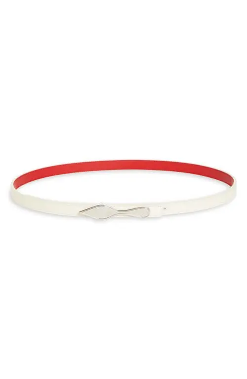 CHRISTIAN LOUBOUTIN Bettina Reversible Leather Skinny Belt - Suzuran/loubi/silver