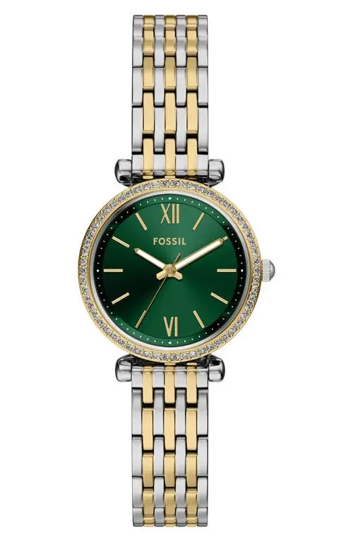 Fossil Carlie Mini Two-tone Bracelet Watch - Two Tone Green