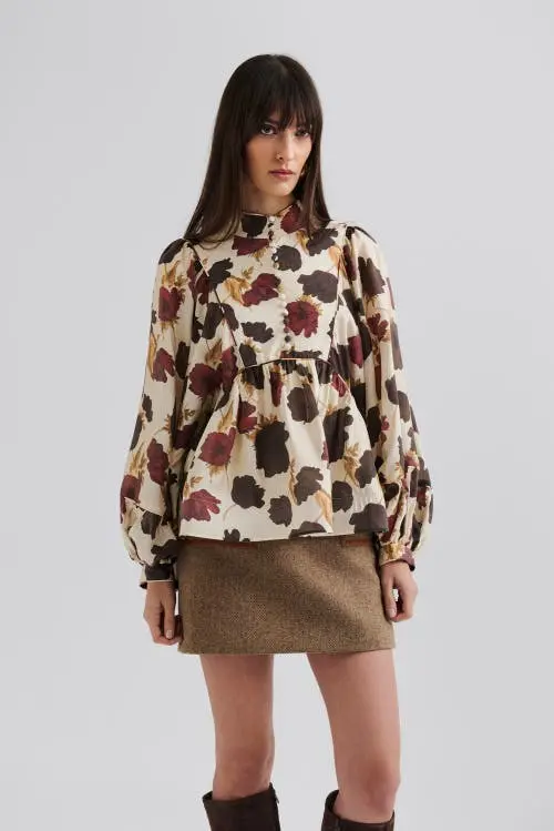MALINA Pernilla High Neck Balloon Sleeve Blouse