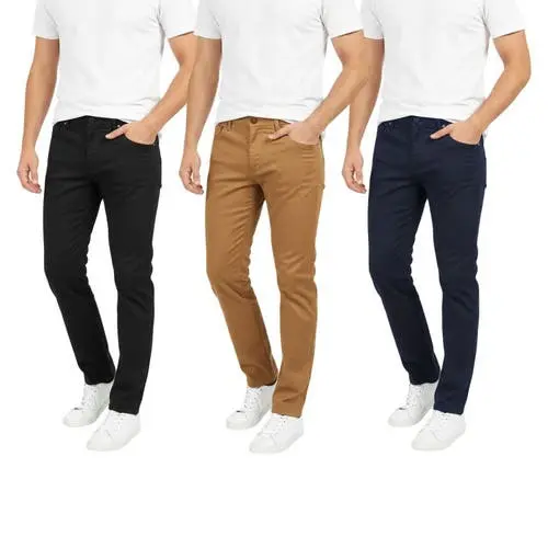 BENBEN 3 Pack Chinos Slim Fit Stretch Pants - Black/navy/brown