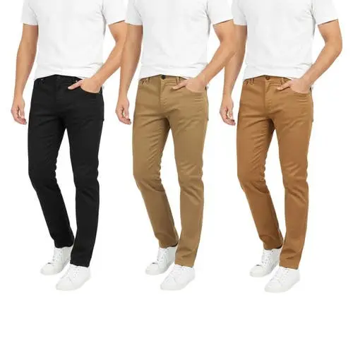 BENBEN 3 Pack Chinos Slim Fit Stretch Pants - Khaki/black/brown