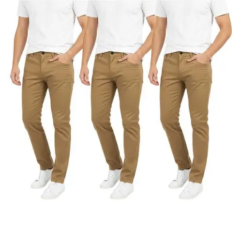 BENBEN 3 Pack Chinos Slim Fit Stretch Pants - Khaki/khaki/khaki