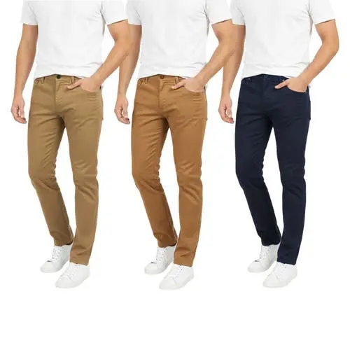 BENBEN 3 Pack Chinos Slim Fit Stretch Pants - Khaki/navy/brown