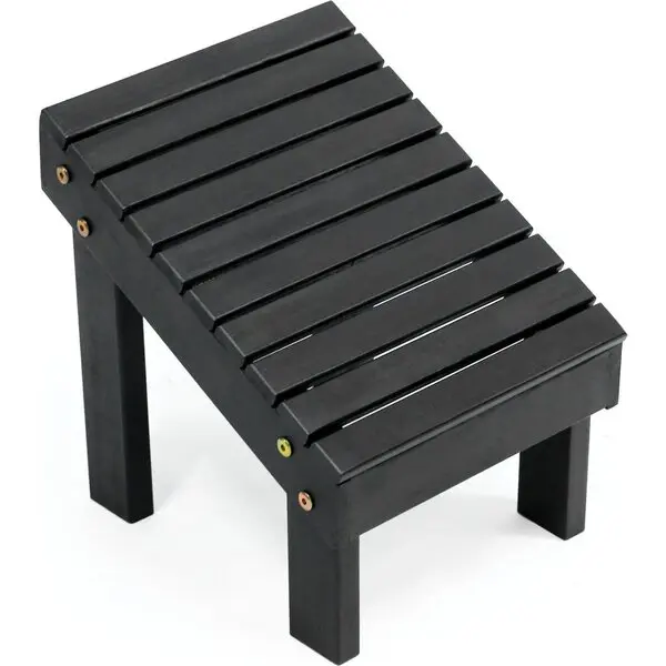 JONATHAN Y Saru 11.8" Traditional Classic Solid Acacia Wood Shower Shaving Foot Stool - Black