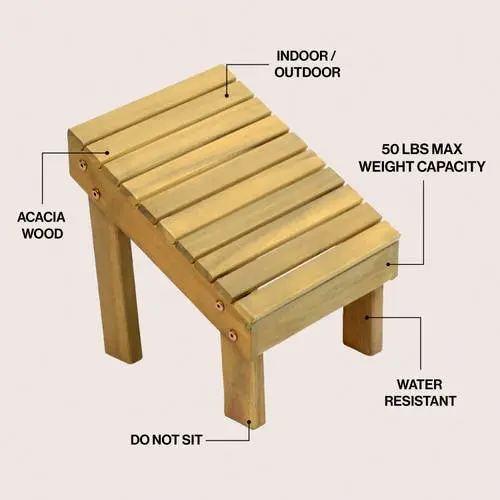 JONATHAN Y Saru Minimalist Solid Acacia Wood Shower Foot Rest For Shaving Legs